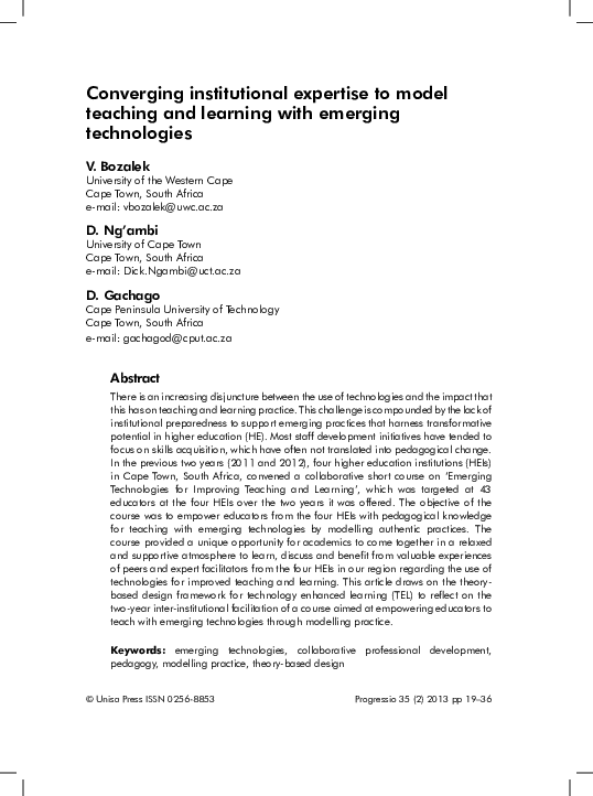(PDF) Converging institutional expertise to model teaching and learning ...