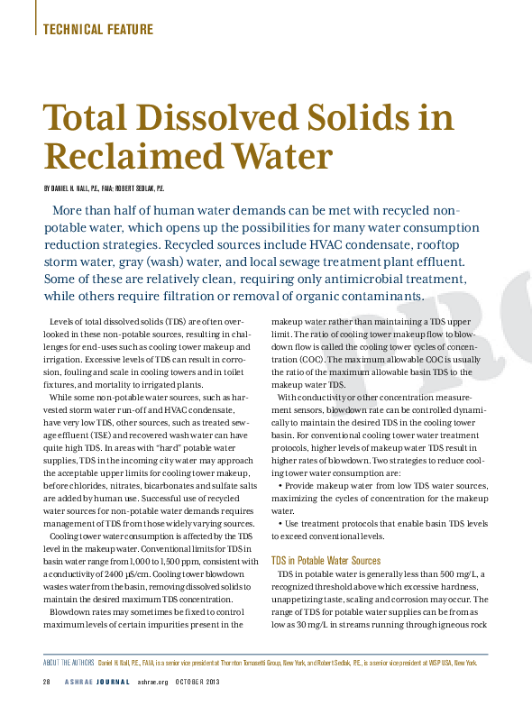 (PDF) Total Dissolved Solids in Reclaimed Water