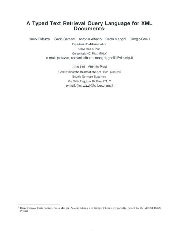 (PDF) A typed text retrieval query language for XML documents