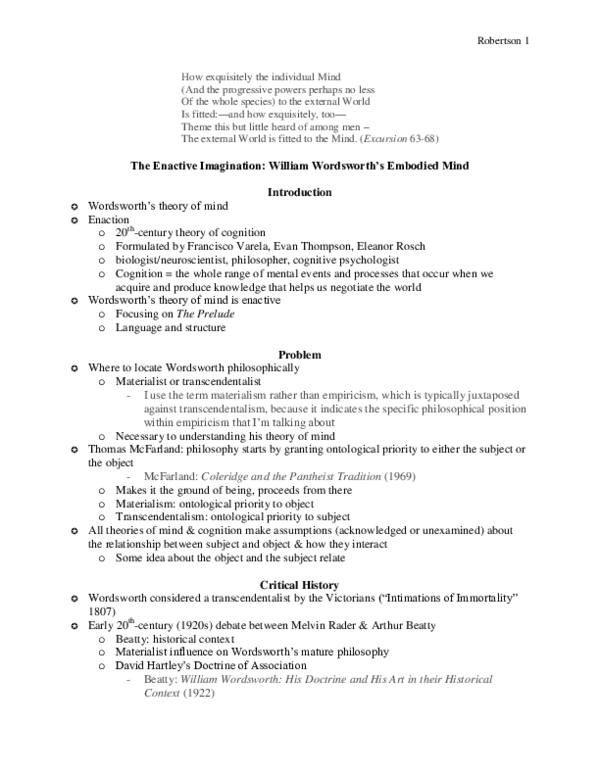 (DOC) The Enactive Imagination: William Wordsworth's Embodied Mind