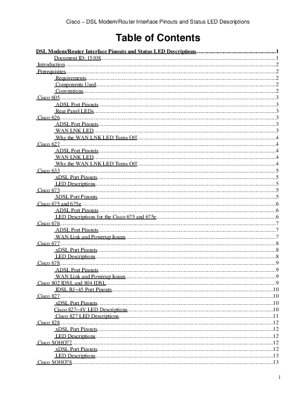 (PDF) Cisco - DSL Modem/Router Interface Pinouts and Status LED ...