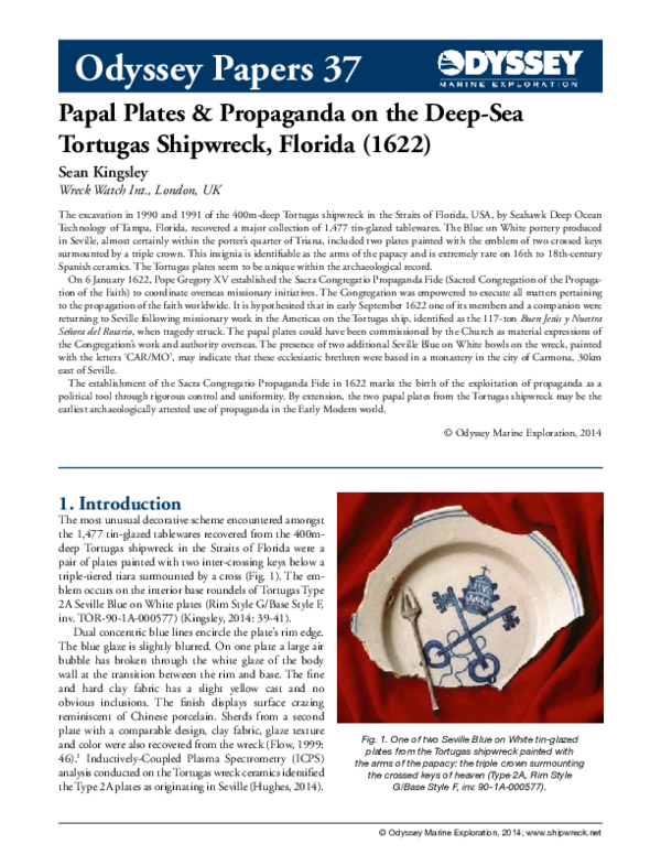 (PDF) Sean Kingsley, Papal Plates & Propaganda on the Deep-Sea Tortugas ...