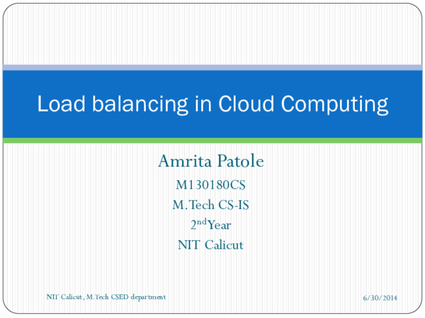 (PDF) Load balancing in cloud computing