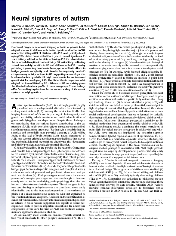 (PDF) Neural signatures of autism
