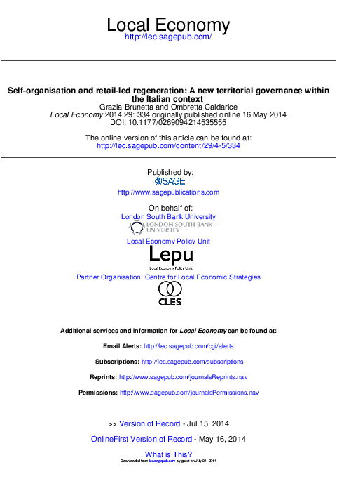 (PDF) Self-organisation and retail-led regeneration: A new territorial ...
