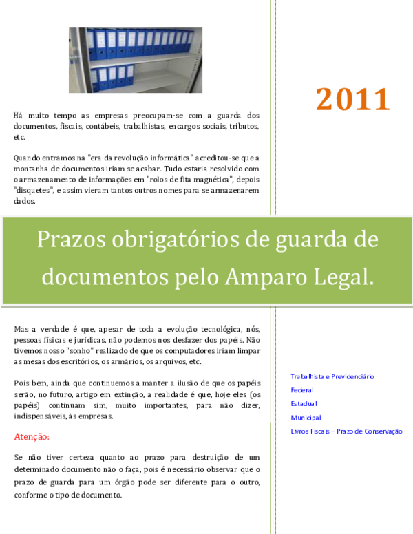 (PDF) TEMPO PARA GUARDA DE DOCUMENTOS