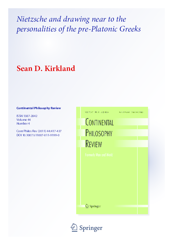 (PDF) Nietzsche and Drawing Near to the Personalities of the Pre ...