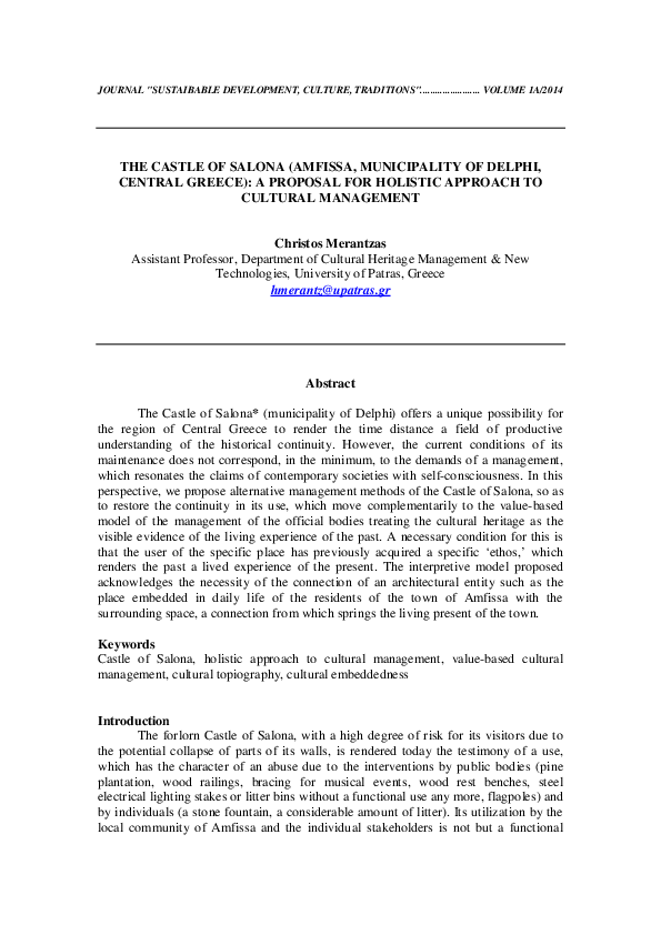 (PDF) The Castle of Salona (Amfissa, Municipality of Delphi, Central ...