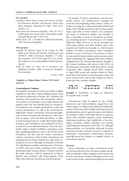 (PDF) Contradanza Cubana