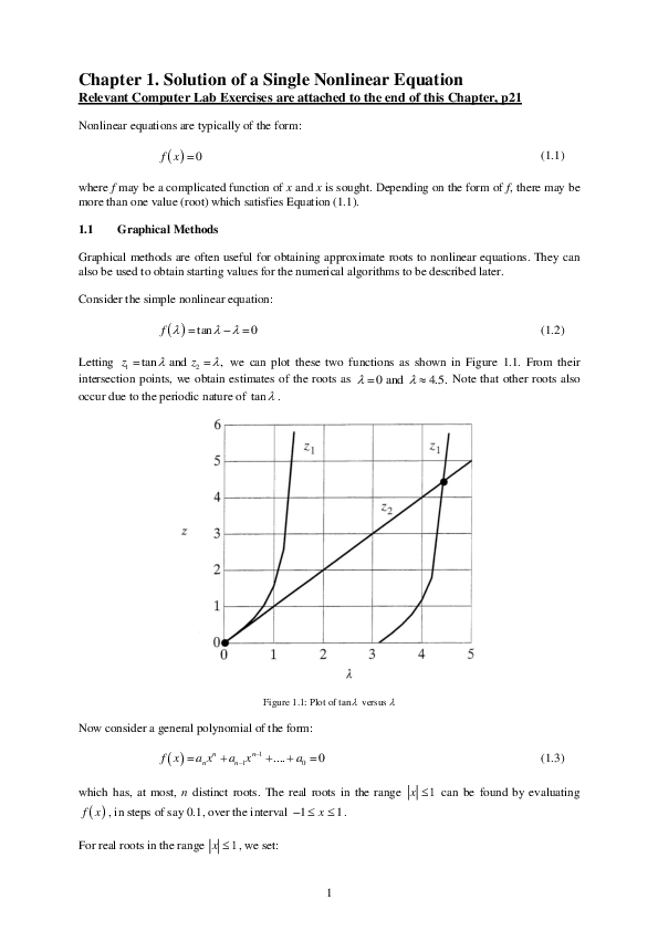 (PDF) 1 Solution of a Non-Linear Equation