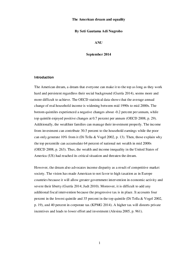 (DOC) The American dream and equality