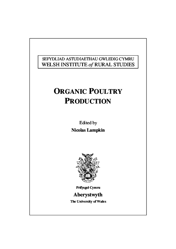 (PDF) ORGANIC POULTRY PRODUCTION Edited by Nicolas Lampkin
