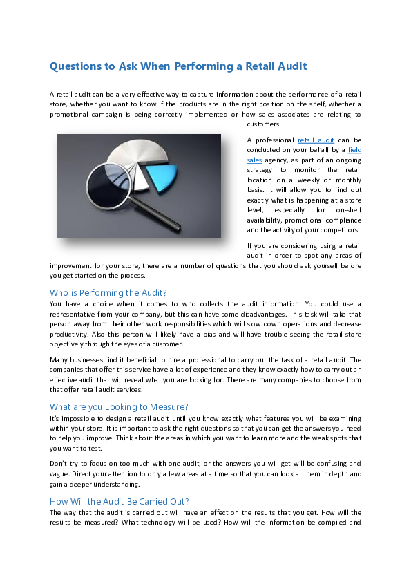 (DOC) Questions to Ask When Performing a Retail Audit