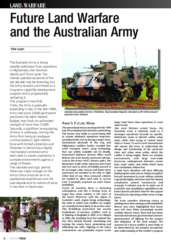 (PDF) Future Land Warfare and the Australian Army