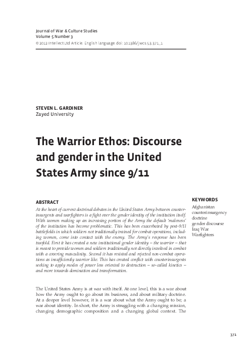 (PDF) The Warrior Ethos: Discourse and Gender in the United States Army ...