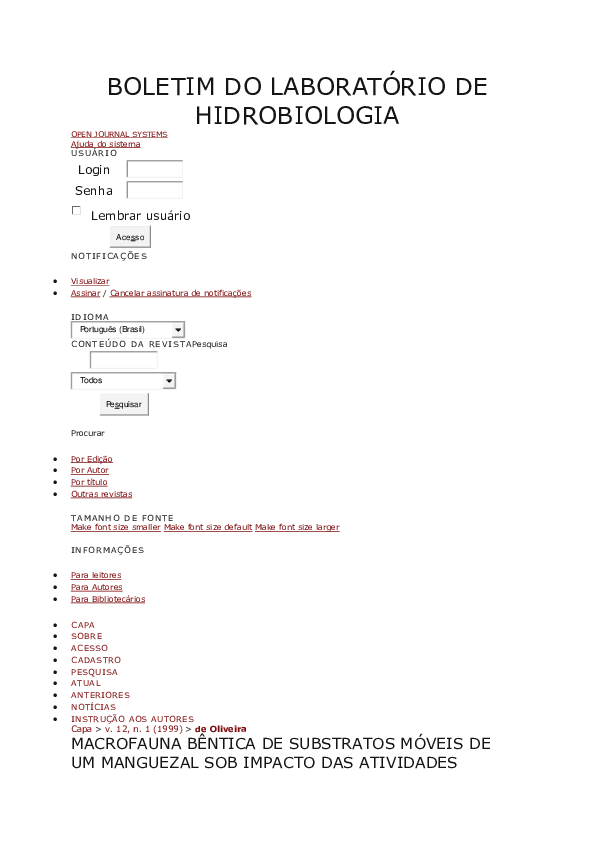 (PDF) Macrobenthic Infauna in stressed mangrove of Maranhao, Brasil