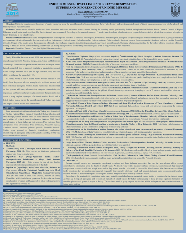 (PDF) UNIONID MUSSELS DWELLING IN TURKEY’S FRESHWATERS: STUDIES AND ...