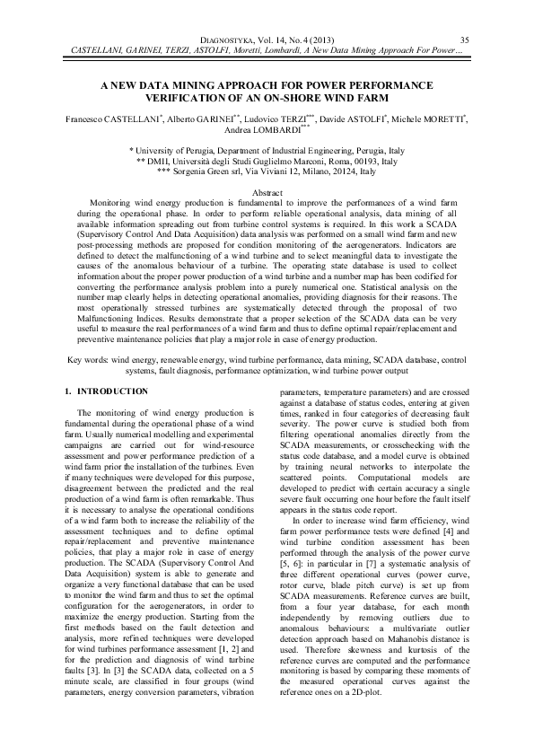 (PDF) Advanced data mining techniques for power performance verification of an on-shore wind farm