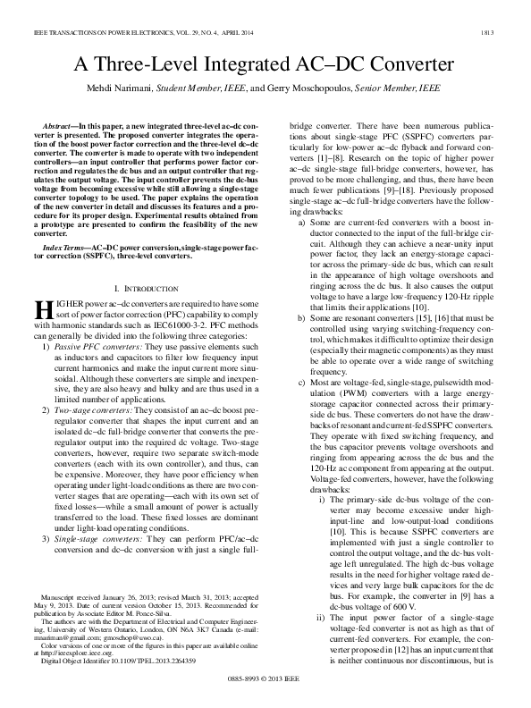 (PDF) A Three-Level Integrated AC–DC Converter