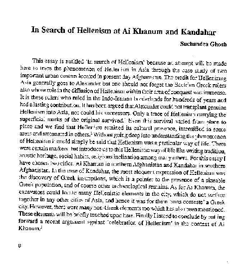 (PDF) Suchandra Ghosh, 'In Search of Hellenism' in Revisiting Early ...
