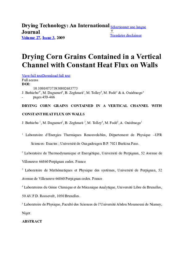 (DOC) Drying corn grain contained in a vertical channel bon