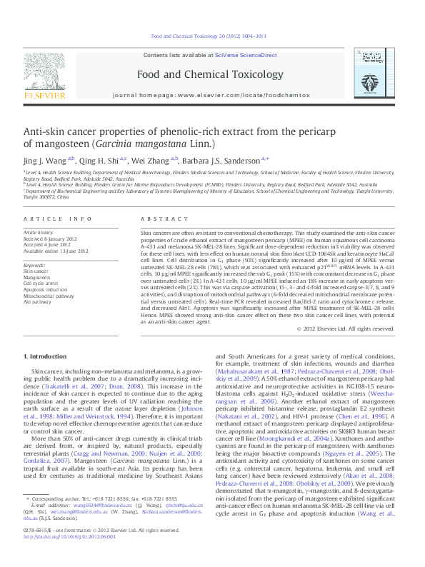 (PDF) Anti-skin cancer properties of phenolic-rich extract from the ...