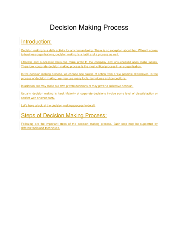 steps in decision making process