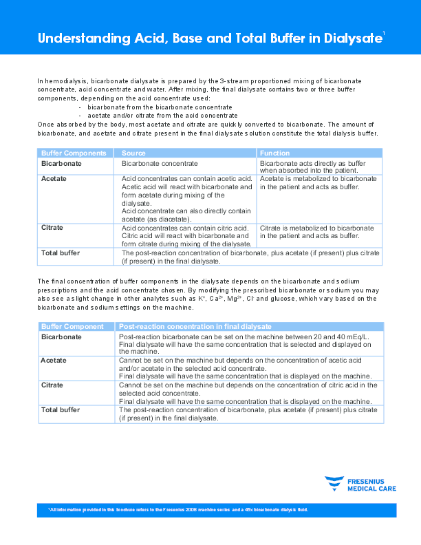 (PDF) Understanding Acid, Base and Total Buffer in Dialysate