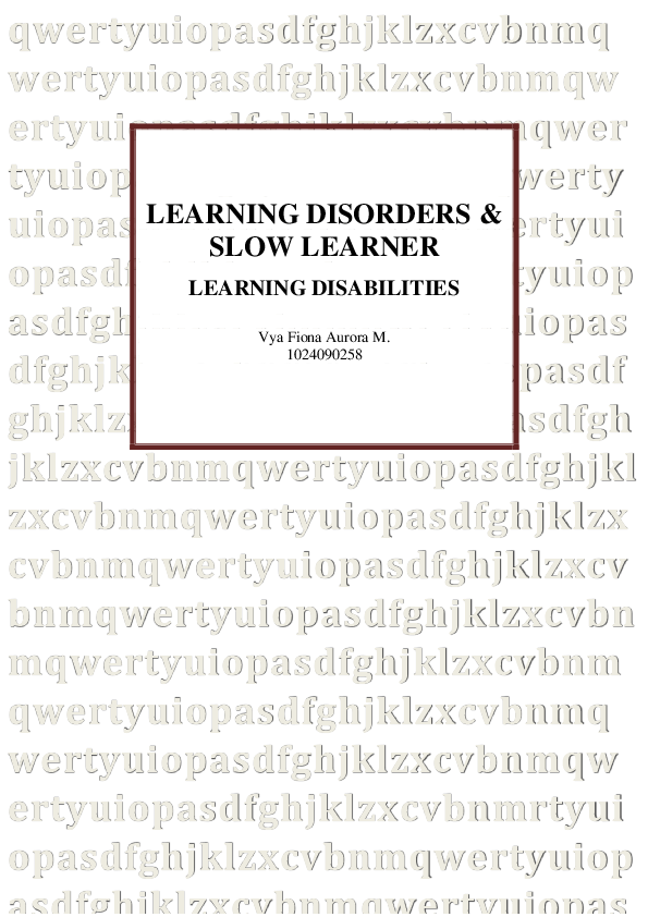 (PDF) Learning Disorders & Slow Learners (Paper)