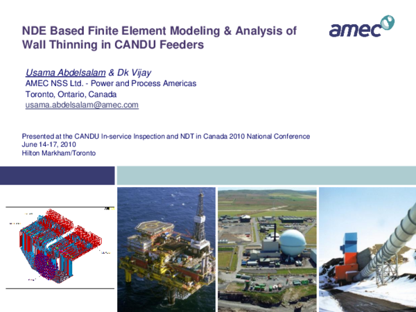 (PDF) NDE Based Finite Element Modeling & Analysis of Wall Thinning in CANDU Feeders