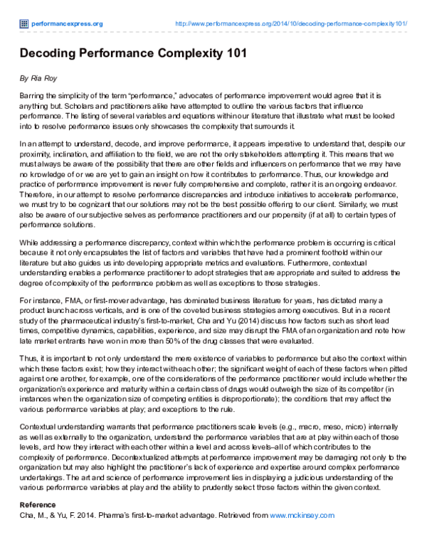 (PDF) Decoding Performance Complexity: 101