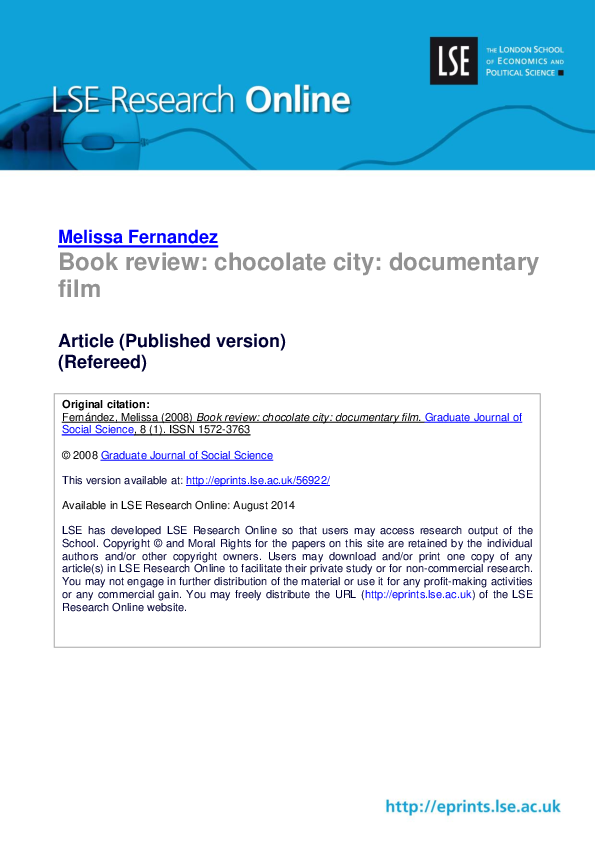 (PDF) Chocolate city: documentary film