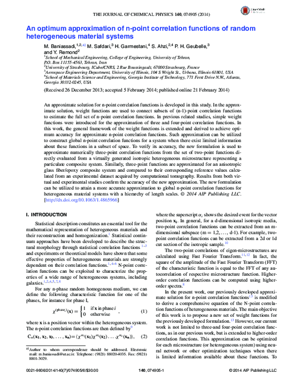 (PDF) An optimum approximation of n-point correlation functions of random heterogeneous material ...