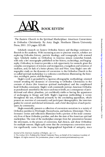 (PDF) Review of Amy Slagle, The Eastern Church in the Spiritual ...