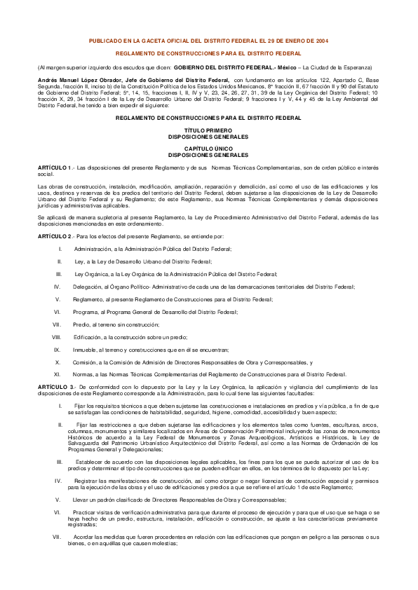 (PDF) REGLAMENTO DE CONSTRUCCIONES DEL DF