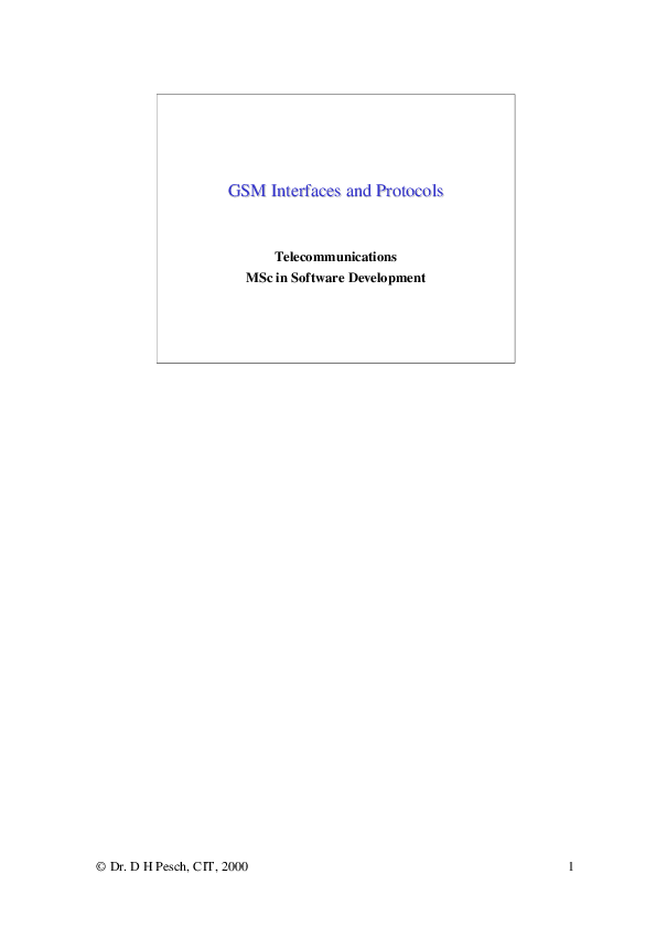 (PDF) GSM Interfaces and Protocols GSM Interfaces and Protocols Telecommunications MSc in ...