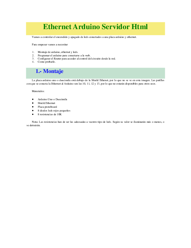 Doc Ethernet Arduino Servidor Html