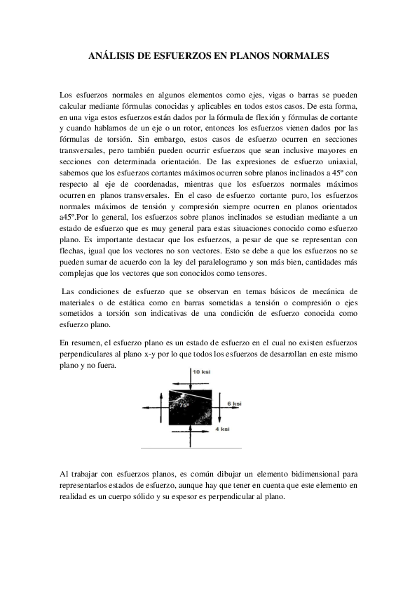 (DOC) ANÁLISIS DE ESFUERZOS EN PLANOS NORMALES