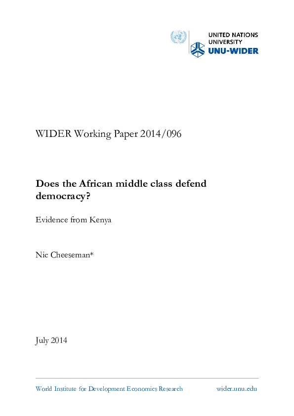 (PDF) Does the African middle class defend democracy? Evidence from Kenya