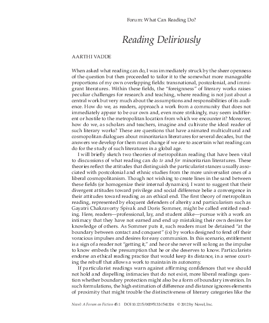 (PDF) Reading Deliriously