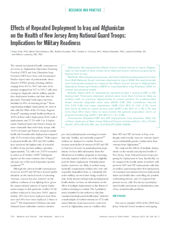 (PDF) Effects of Repeated Deployment to Iraq and Afghanistan on the ...