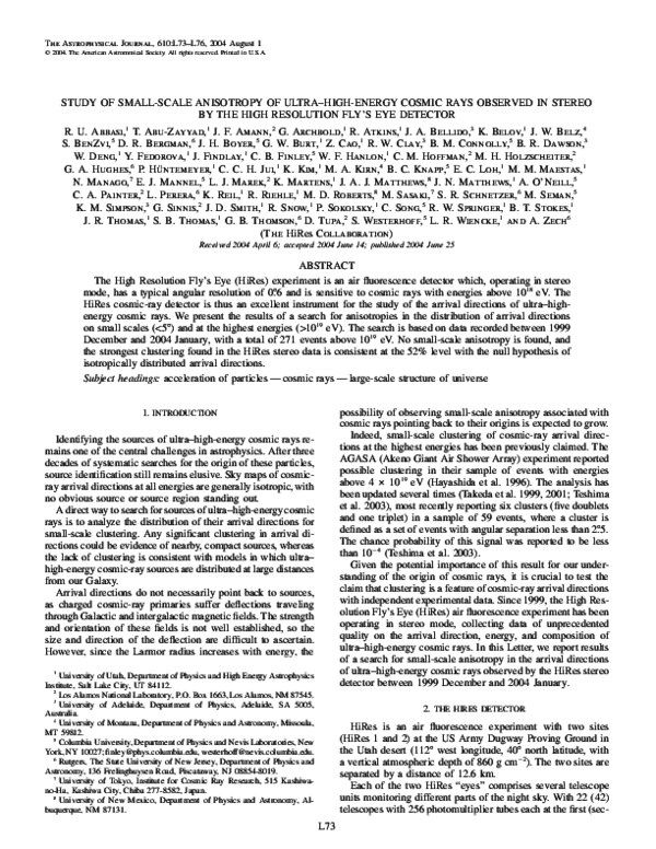 (PDF) Study of Small-Scale Anisotropy of Ultra-High-Energy Cosmic Rays ...