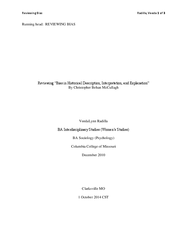 (DOC) Reviewing "Bias in Historical Description, Interpretation, and ...