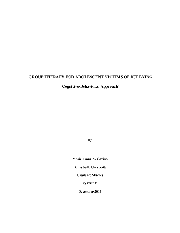 (PDF) Subject Requirement: SAMPLE GROUP THERAPY MANUAL