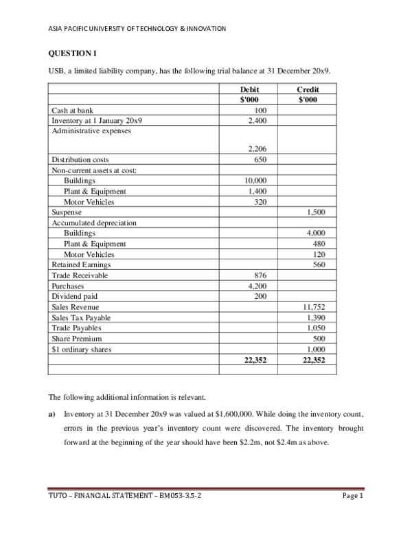(DOC) Tuto Financial Statement CH 4