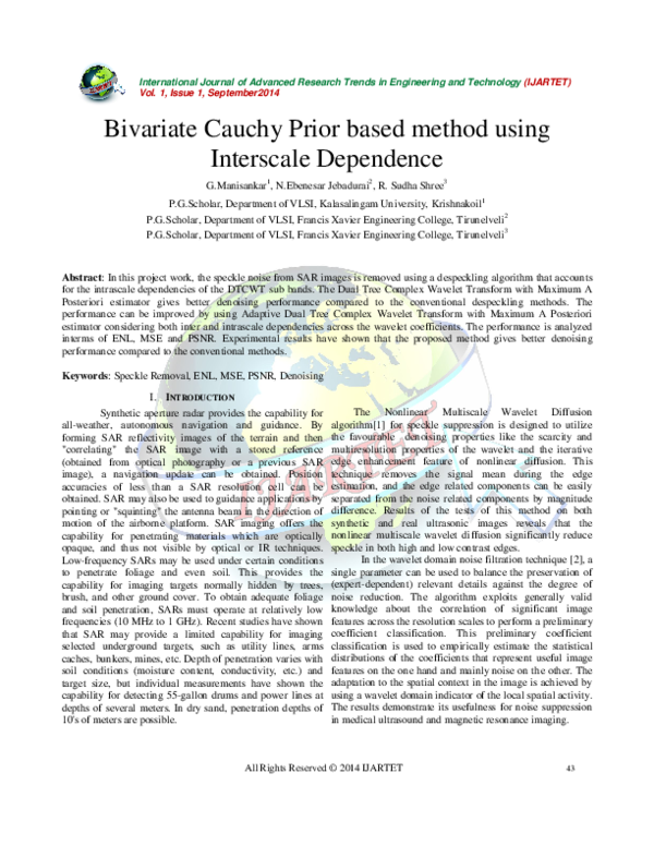 Pdf Bivariate Cauchy Prior Based Method Using Interscale Dependence