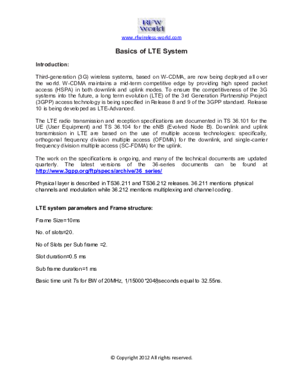 (PDF) LTE basic tutorial