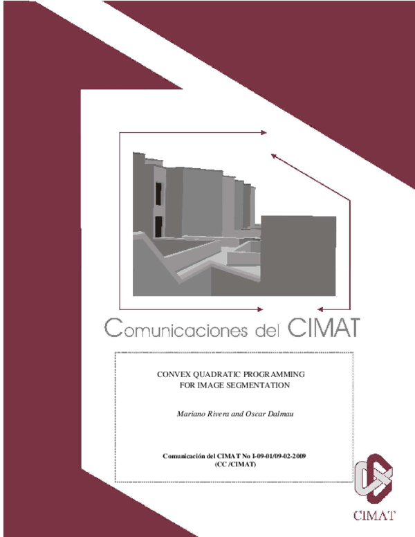 Pdf Convex Quadratic Programming For Image Segmentation