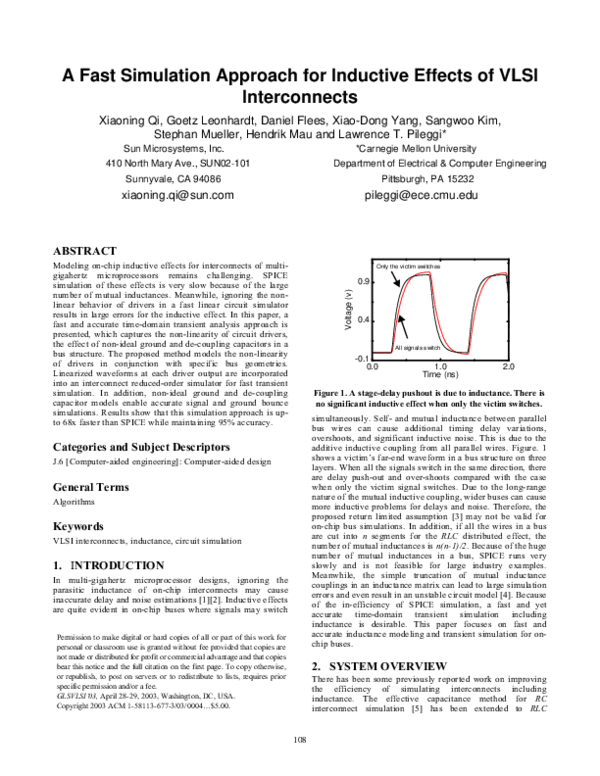 Pdf A Fast Simulation Approach For Inductive Effects Of Vlsi