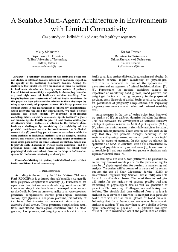 Pdf A Scalable Multi Agent Architecture In Environments With Limited Connectivity